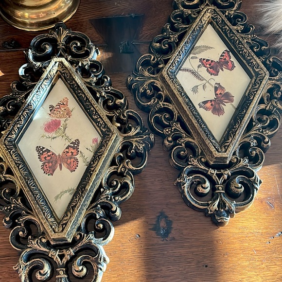 Homco | Accents | Vintage Homco Syroco Black And Gold Butterfly Plaques ...